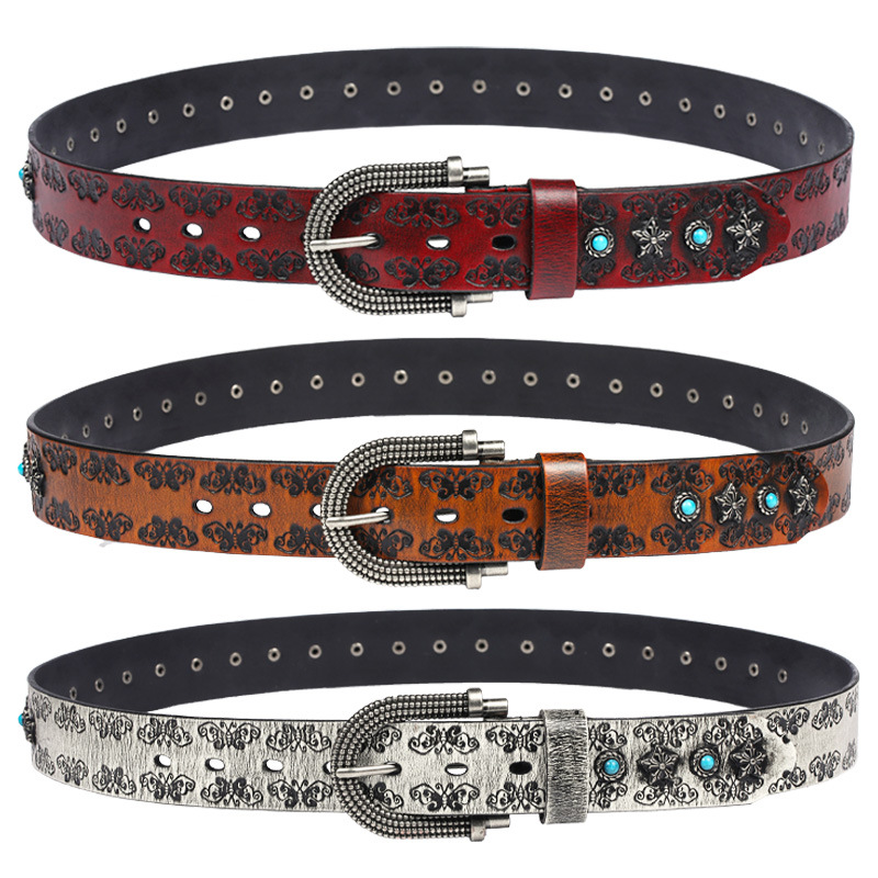Women Vintage Belt Turquoise Inlaid Premium Belt – Belt Buck