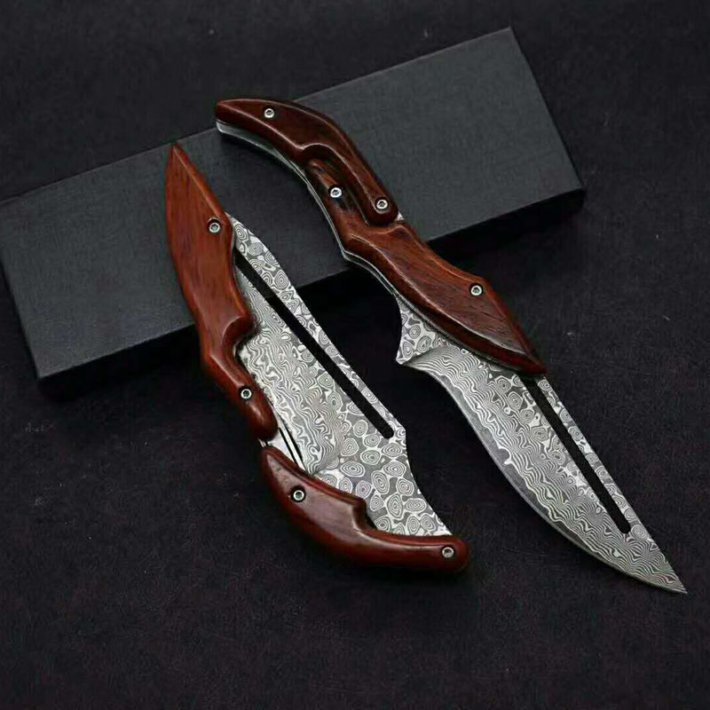Outdoor mechanical damascus knife – Belt Buck