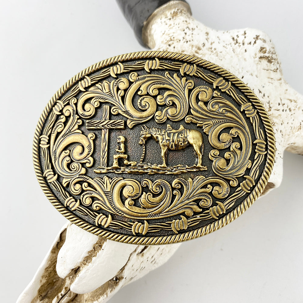 Western Cross Horse Cowboy Cowgirl Belt Buckle – Belt Buck